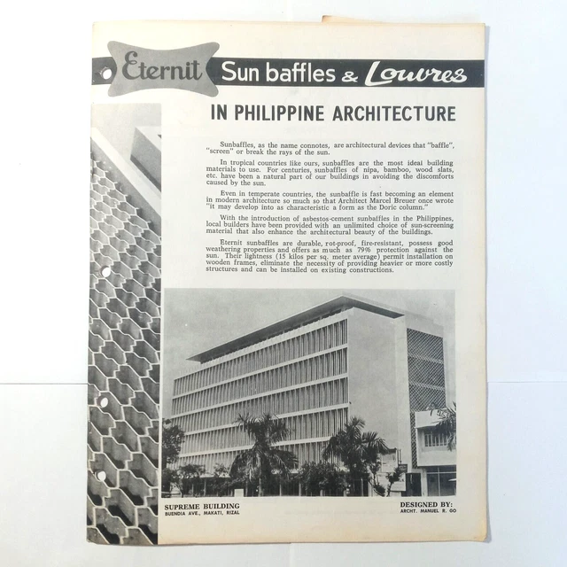 ETERNIT SUNBAFFLES & Louvres in Philippine Architecture catalog vintage ...