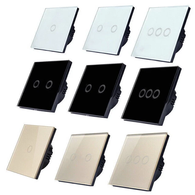 1/2/3 GANG LIGHT Touch Switch LED Panel Tempered Glass Wall Screen ...