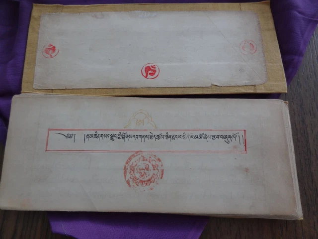 ANTIQUE MONGOLIAN TIBETAN Buddhist Handwritten Complete Manuscript With ...