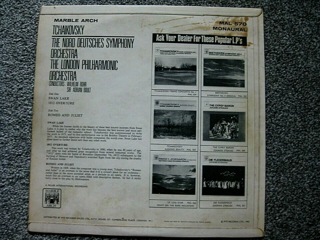 TCHAÏKOVSKI - LAC des Cygnes - Ouverture 1812 - Roméo & Juliette - LP ...