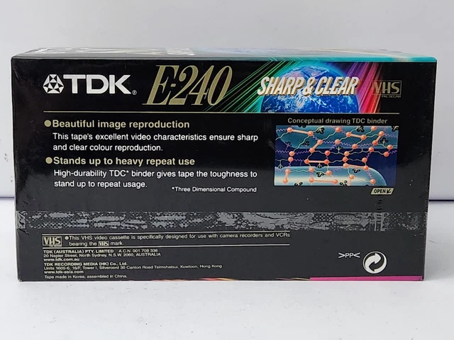 TDK SC-240 SHARP & Clear 4-Pack Blank VHS VCR Video Tapes Brand New ...