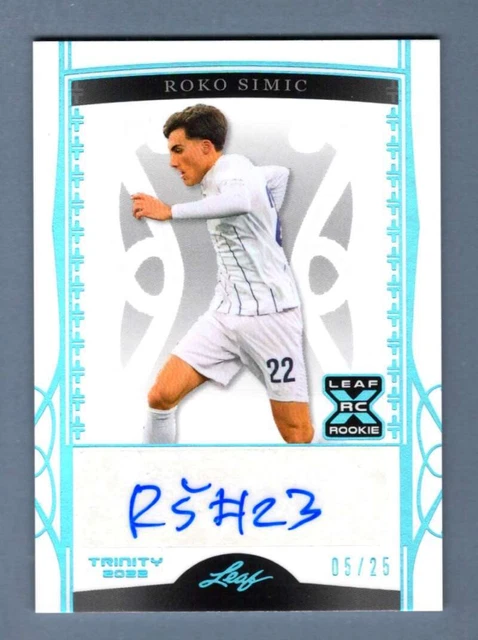 ROKO SIMIC 2022 Leaf Trinity Soccer Platinum Spectrum Foil Auto Rookie ...