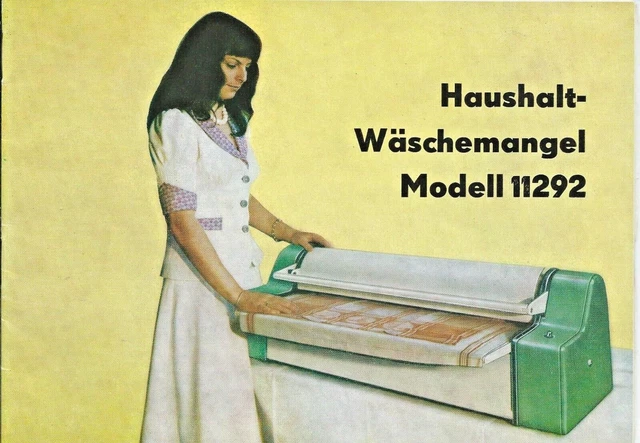 HAUSHALT WÄSCHE MANGEL Modell 11292 Bedienungsanleitung + Rechnung DDR ...
