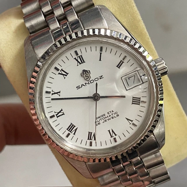 RARE MONTRE SUISSE ETA Sandoz President automatique index romain ...