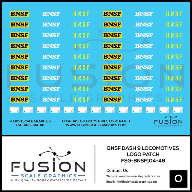 O SCALE BNSF Dash 9 Locomotive Cab Patch Decal Set $10.95 - PicClick