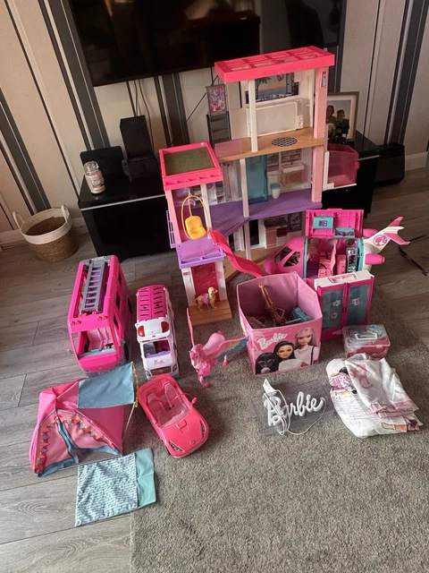 BARBIE DOLL HOUSE Dream House Day to Night with Camper van, toy bundle ...