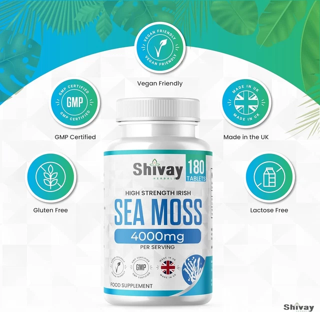 SEA MOSS EXTRACT 4000mg Per Serving | 180 Vegan Tablets - 90 Day Supply ...