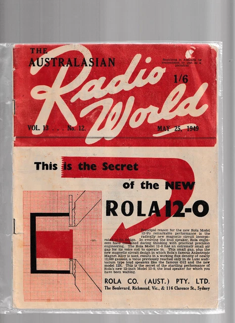 THE AUSTRALASIAN RADIO WORLD MAGAZINE vintage Australia 1949 CZ $9.00 ...