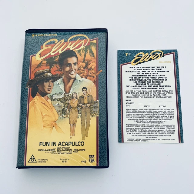ELVIS PRESLEY VIDEO VHS Fun in Acapulco (VHS, 1963) CBS FOX Rare Promo ...