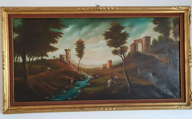 OLIO SU TELA veduta di un paesaggio periodo primo 900 Autore Toso ...