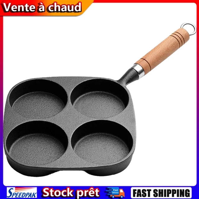 POÊLE À FRIRE antiadhésive à 4 trous, poêle à omelette en fonte, gril de petit d EUR 26,27 ...