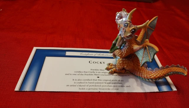 FRANKLIN MINT MOOD dragon Cocky Very Good Condition with certificate ...