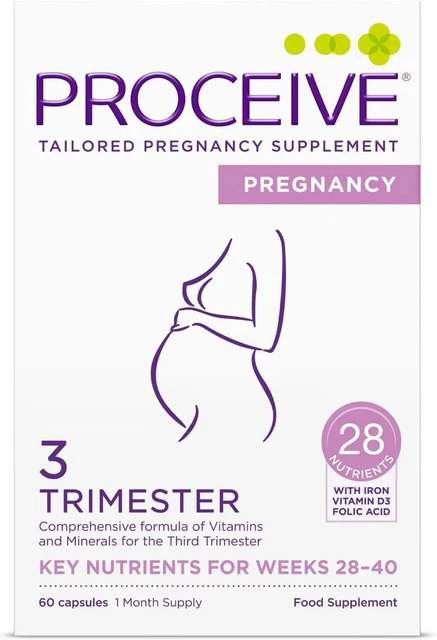 PROCEIVE PREGNANCY TRIMESTER 3 Vitamin & Mineral Supplement 60 Capsules ...