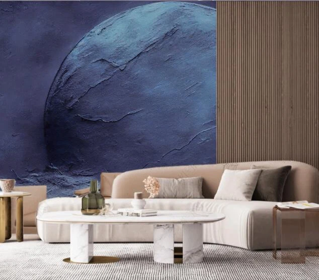 3D DARK BLUE Moon E3860 Wallpaper Mural Paper Wall Print Indoor Murals ...