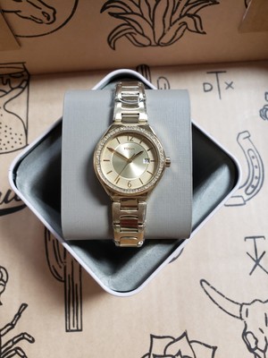 FOSSIL EEVIE THREE-HAND Date Gold-Tone Stainless Steel Watch Bq3801 £49 ...