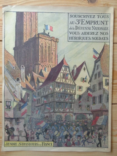 AFFICHE ANCIENNE HANSI Emprunt National STRASBOURG Militaria WWI Guerre ...