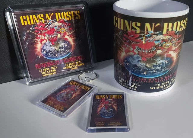 GUNS N ROSES Tour Coaster Magnet Keyring Set Christmas Gift Novelty £23 ...