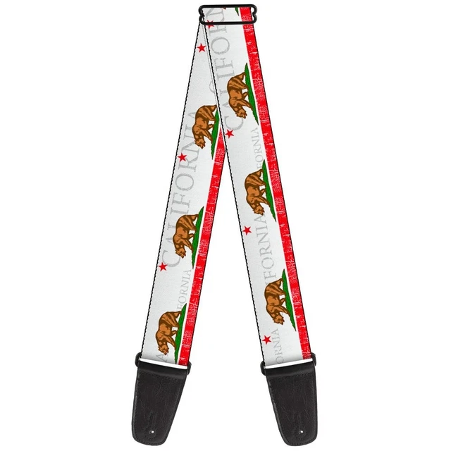 GUITAR STRAP - California Bear/Star/Crackle Stripe White/Gra (US IMPORT ...