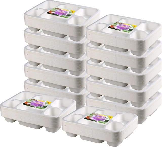 PAPER PLATE BAGASSE 6 Compartment Disposable Party Paper Plates ...