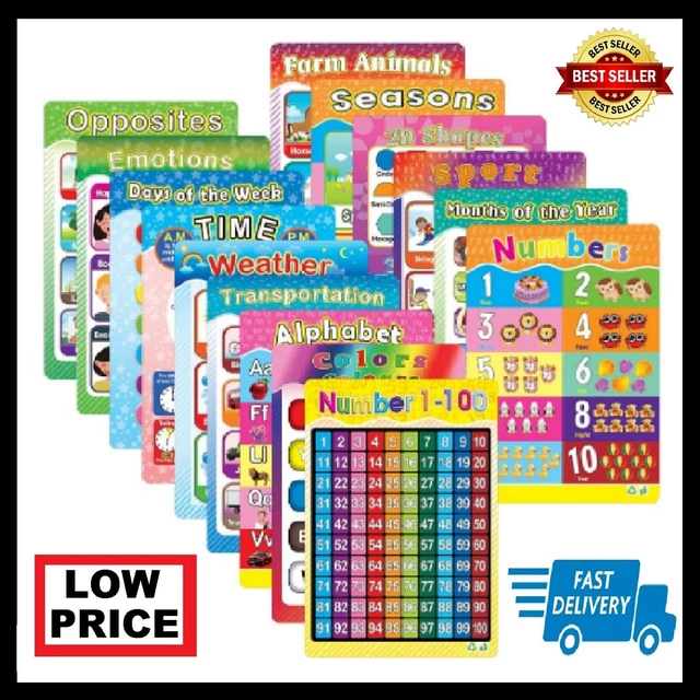15 PACK ALPHABET Poster Educational Poster Laminated Wall Chart for ...