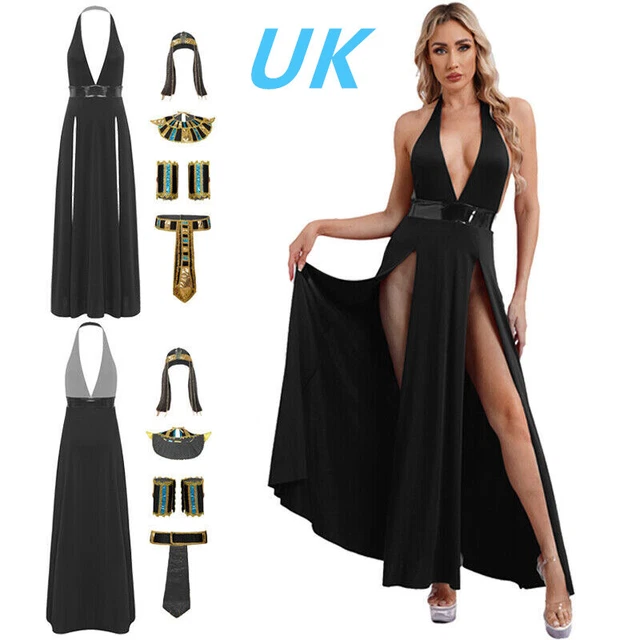 Uk Womens Sexy Ancient Egyptian Cleopatra Queen Costume Dress With 0079