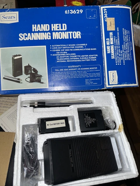 SEARS VHF-HI MODEL 56436290600 Hand Held Scanning Monitor With Box $33. ...