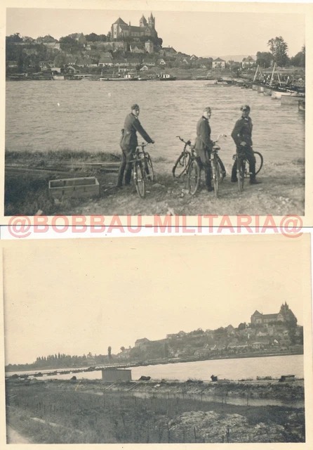 H64 FOTOS BREISACH Rhein 1940 Wehrmacht Ponton-Brücke Grenze Frankreich ...