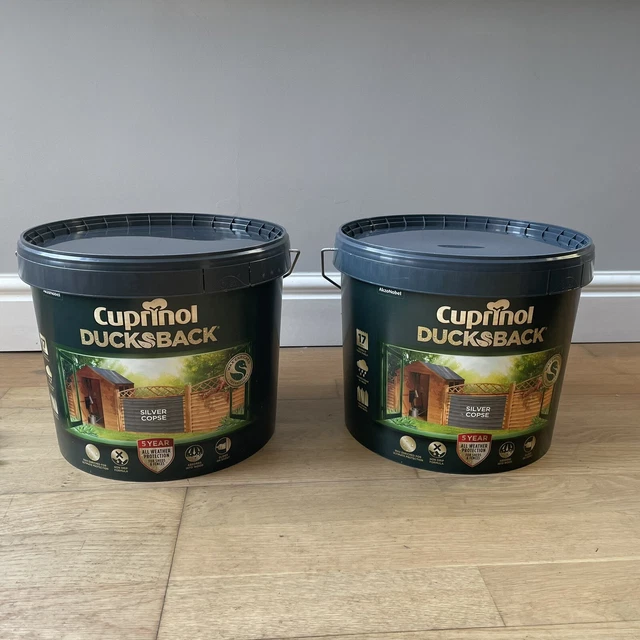 CUPRINOL DUCKS BACK silver corpse ( grey ) fence paint 9L x 2 ...