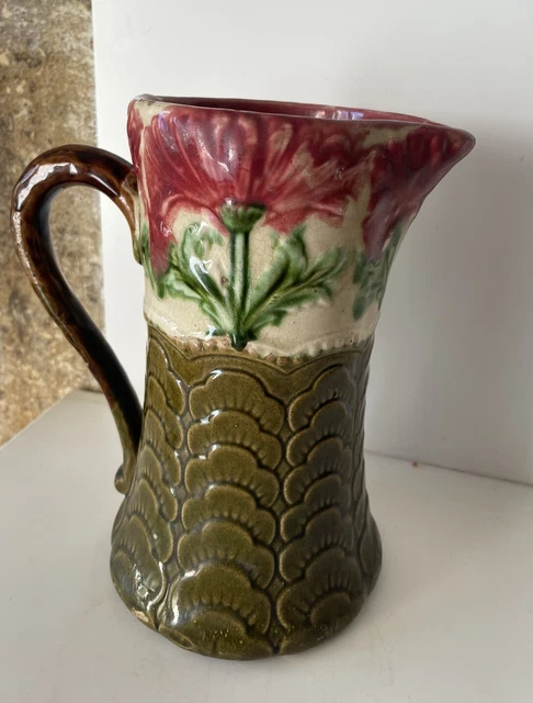 ANCIEN PICHET EN barbotine collection Décor fleur art nouveaux 1900 orchies Déco EUR 55,00 ...