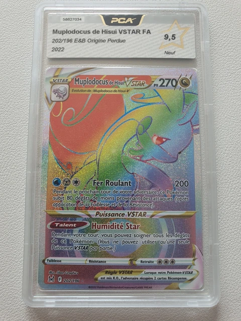 CARTE POKEMON PCA 9,5 Muplodocus De Hisui Vstar FA Rainbow 202/196 ...