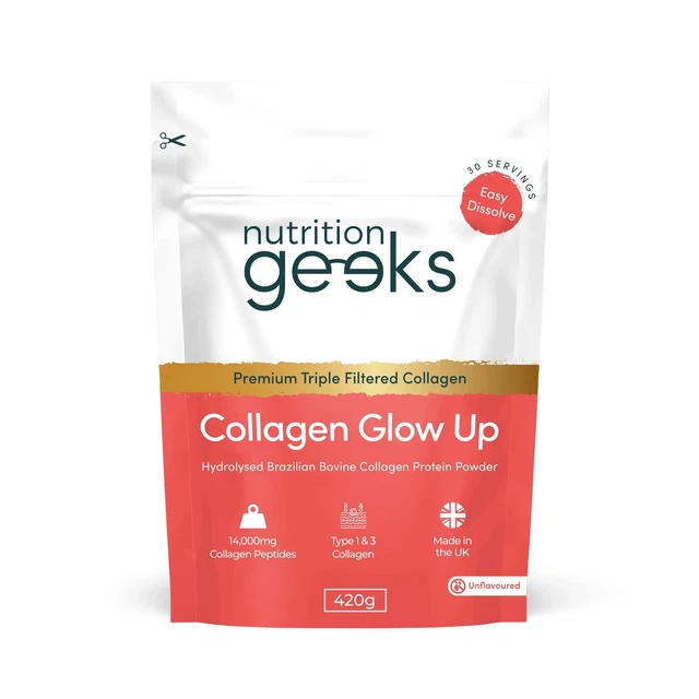 NUTRITION GEEKS COLLAGEN Glow Up - 420g of Pure Bovine Collagen ...
