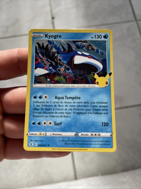 CARTE POKÉMON HOLO Kyogre 003/025 Célébrations 25eme Anniversaire FR ...