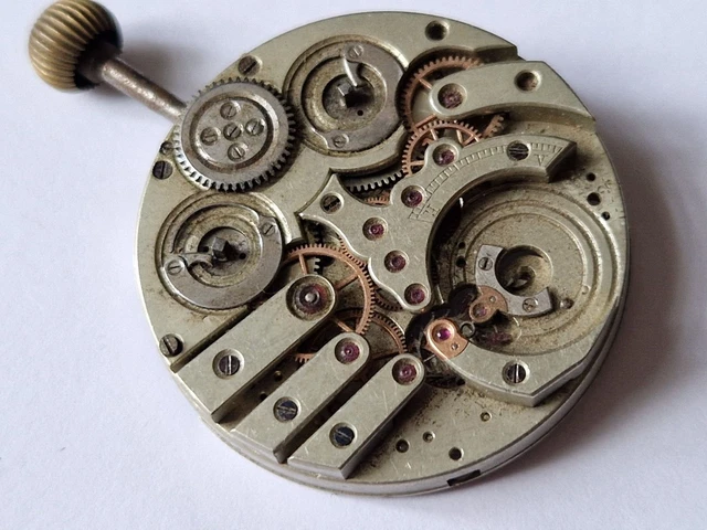 ANTIQUE DOUBLE BARREL Pocket Watch Movement incomplete project rare £ ...
