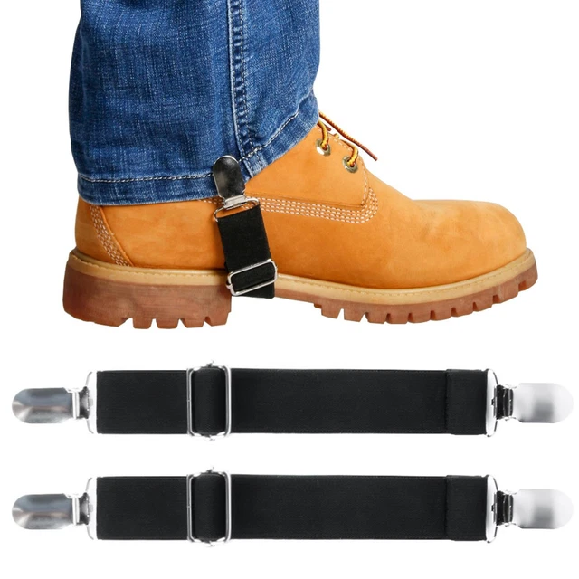 IMPROVED ADJUSTABLE ELASTIC Boot Clips Boot Straps Pant Clips Stirrups ...