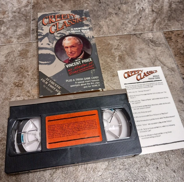VINTAGE CREEPY CLASSICS Horror Movie VHS Tape Vincent Price With Trivia ...