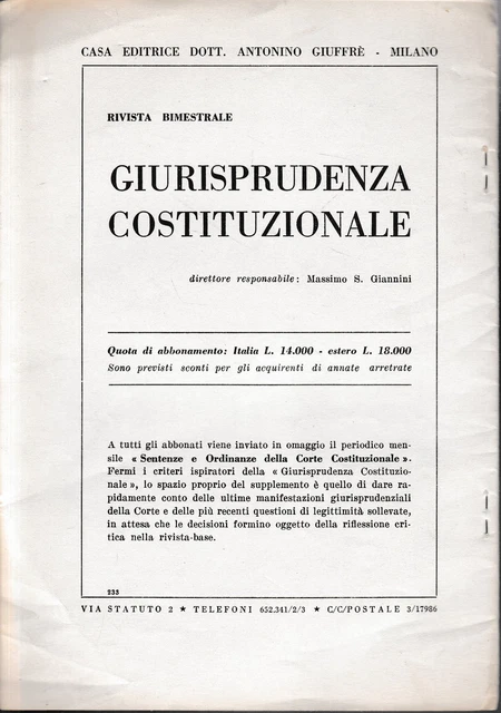 GIURISPRUDENZA COSTITUZIONALE. ANNO XVII - 1972 - Fasc. 3-4 (estratto ...