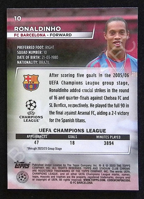 BASE CHROME RONALDINHO BARCELONA 2022-23 Topps Stadium Club EUR 1,09 ...