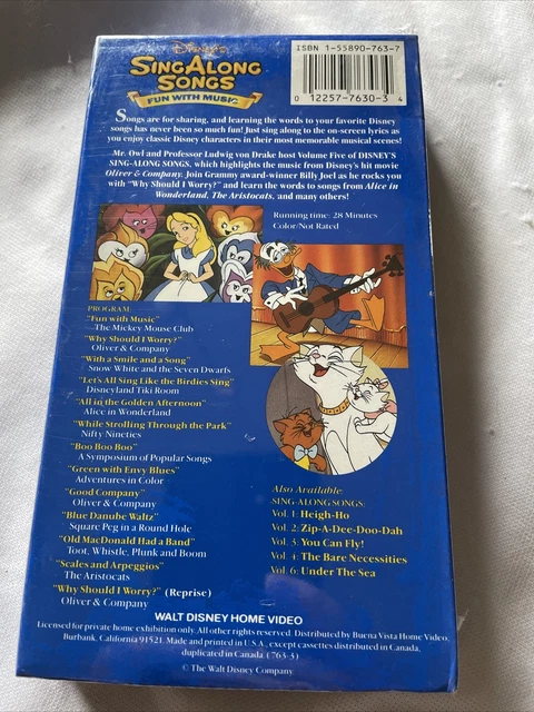 DISNEY'S SING ALONG Songs Fun With Music VHS 1993 Collection EUR 20,16 - PicClick FR