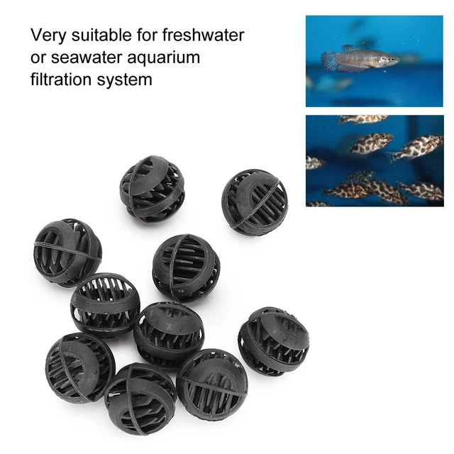 30PCS PLASTIC BLACK Aquarium Fish Tanks Filter Biochemical Ball For ...