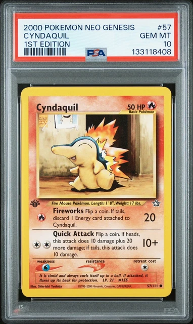 2000 POKEMON NEO Genesis 1St Ed #57 Cyndaquil Psa 10 £261.12 - PicClick UK