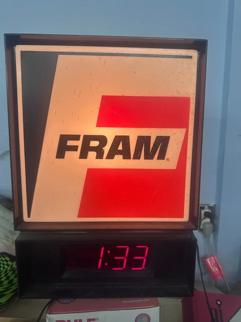 VINTAGE FRAM FILTERS Plastic Light Up Digital Clock $137.91 - PicClick CA