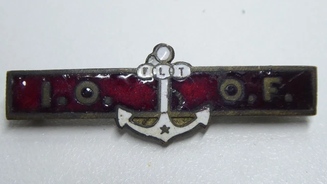 VINTAGE IOOF FLT Anchor Enamel Badge Pin International Order Odd ...