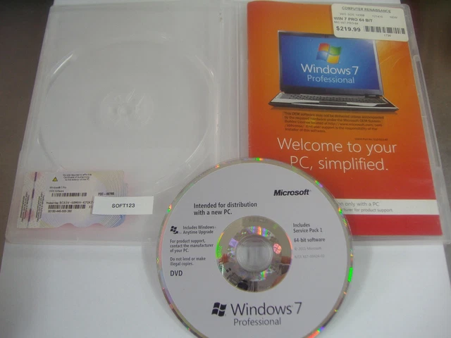 MICROSOFT WINDOWS 7 Professional Full English DVD Version MS WIN PRO ...