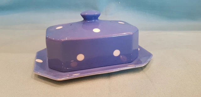 VINTAGE/RARE T.G. GREEN Cornishware Blue Domino Rectangular Butter Dish ...