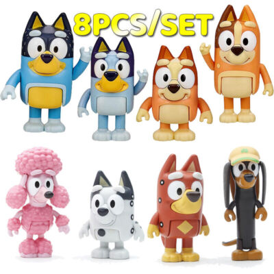 BLUEY FRIENDS MODEL Dolls 8PCS Bluey Family Toy PVC Action Figure Kids ...