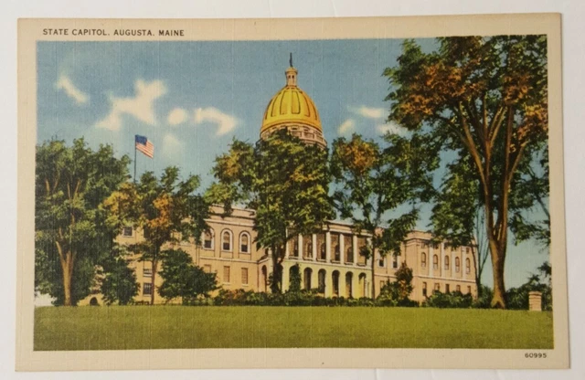 VINTAGE MAINE POSTCARD 1930s STATE CAPITOL BUILDING Augusta ME $7.39 ...