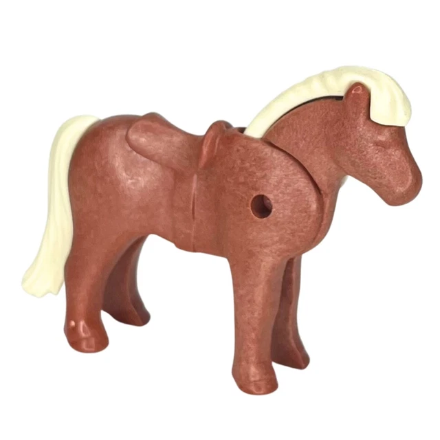 PLAYMOBIL PONEY MARRON/BLANC chaise cheval char équestre figurine lâche ...