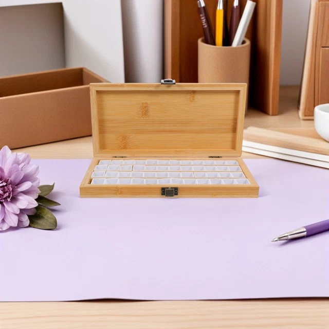 BAMBOO PAINT DISPENSING Box Desk Supplies Storage Case Empty Water ...