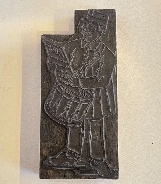 ANCIEN RARE GRAND Tampon En Fer Support Bois " Le Garde Champetre " H ...