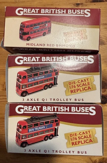 THREE BOXED GREAT British Buses by Atlas, Midland Red DD & 2x ...